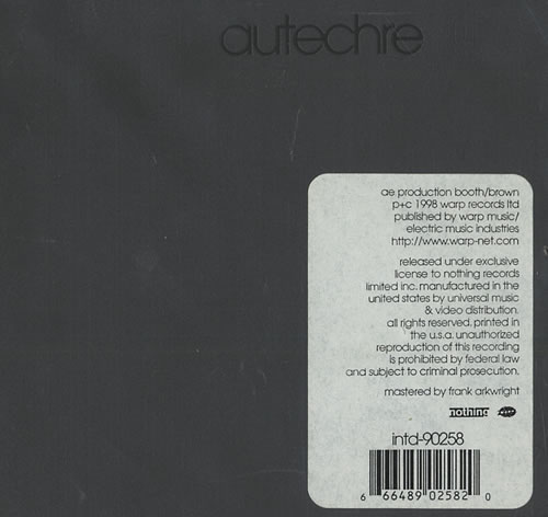 Autechre Autechre [LP5] US CD album (CDLP) (445400)